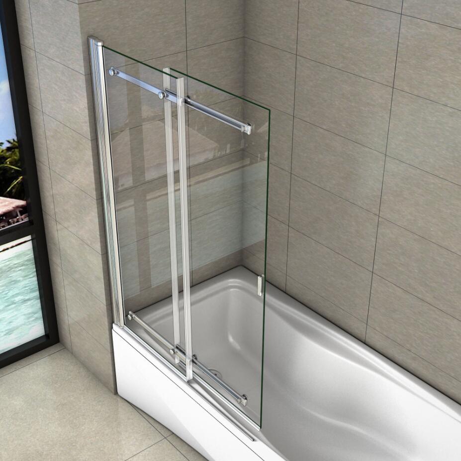 900x1400mm Chrome Bathroom Sliding Over Bath Shower Screen 6mm Safety ...